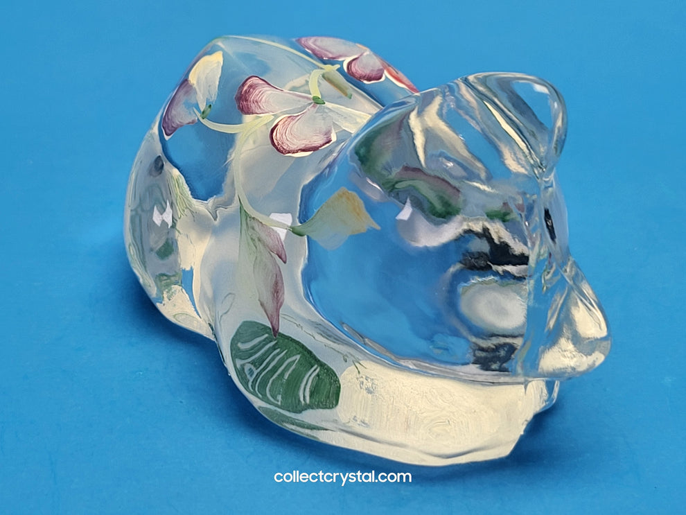 Fenton French Opal Satin Hand Painted Cat lying Glass Messenger 2004 E ...